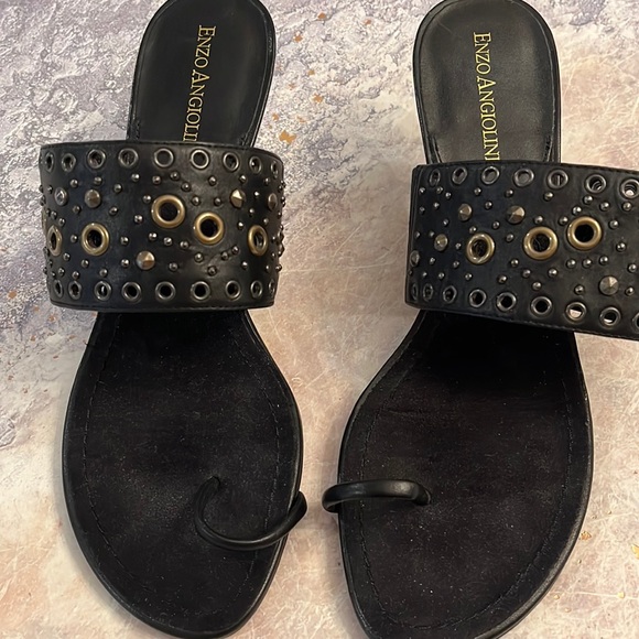 Enzo Angiolini | Shoes | Enzo Angiolini Black Slip On Heels With Toe ...